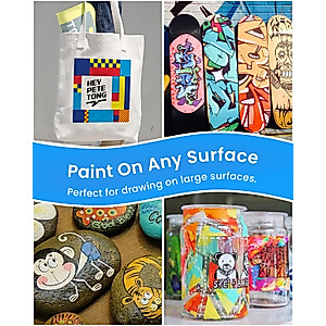 BIGTHUMB Jumbo Poster Markers Set: 12 Colors Large 15mm Wide Tip Permanent Ink Thick Acrylic Paint Pens for Rock Painting, Stone, Glass, Wood, Ceramic, Metal, Plastic, Fabric