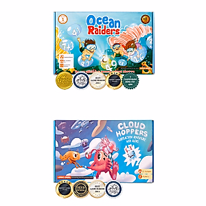 Logic Roots Addition and Subtraction Games - Pack of 2, Ocean Raiders and Cloud Hoppers, Math Board Games & STEM Toys for 6-8 Year Olds, Educational Gift for Kids, Homeschoolers, Kindergarten and Up