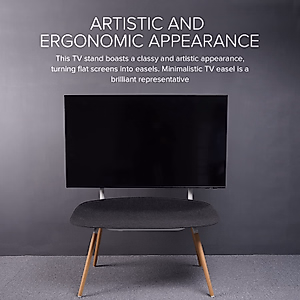 POUT E17 TV Studio Display - Solid Wood Legs Metal Base w/Height Adjustable Black Bracket & Felt Shelf - Supports Max Load 88lbs 55 to 70 Inch LED VESA Screens - Universal TV Mount (Black Walnut)