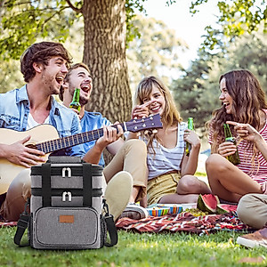 Lifewit Lunch Box for Men Women Double Deck Lunch Bag, Large Insulated Soft Cooler Bag, Leakproof Soft Meal Prep Lunch Tote with Shoulder Strap for Adults for Work/Flight/Travel, 12L/16Can, Grey