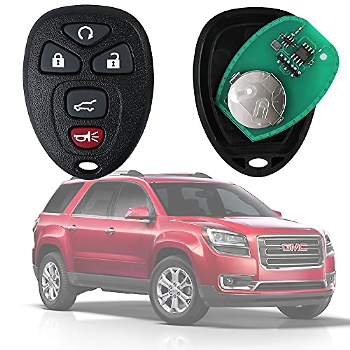 Keyless Entry Remote Control Fob for 2007-2016 Chevy Suburban Tahoe Traverse B uick Enclave Cadillac Escalade GMC Acadia Yukon (OUC60270, OUC60221) 5Btn 2 Pack
