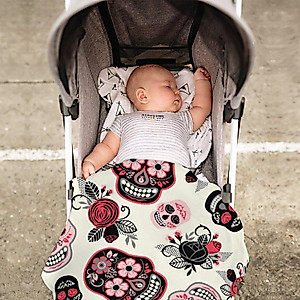 LAKIMCT Pink Sugar Skull Flower Round Soft Baby Blankets for Boys Girls, Newborn Blanket for Suitable for Swaddling Sleep Stroller Cover Nursery Blanket, 35 Inch