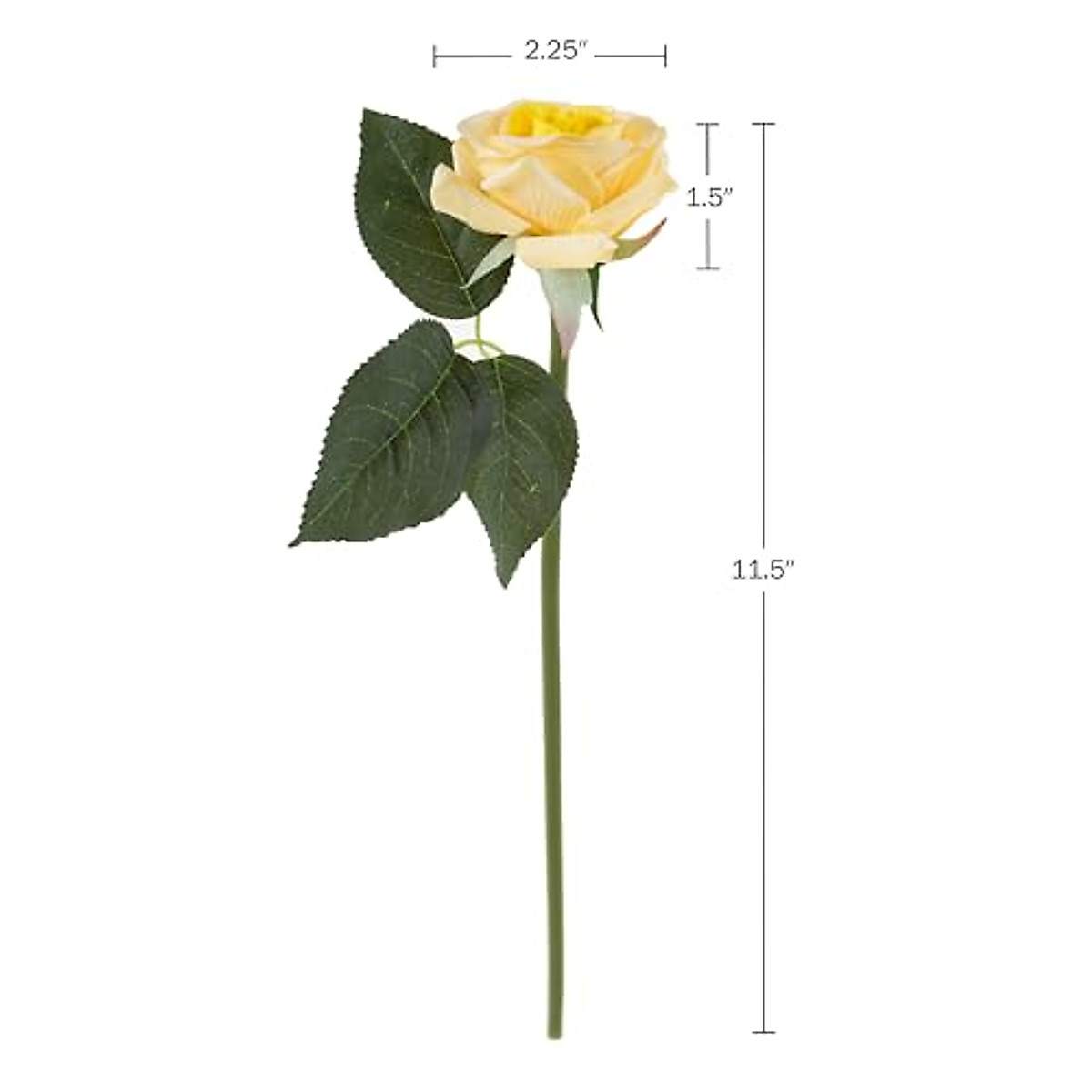 Pure Garden Rose Artificial Flowers - 18Pc Real Touch 11.5-Inch Fake Flower Set with Stems for Home Decor, Wedding, or Bridal/Baby Showers (Yellow)