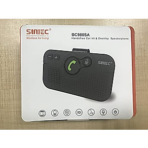 SUNITEC Handsfree Bluetooth Car kit for Cell Phone, Wireless Bluetooth Speaker for car, AUTO Power ON Support Siri Google Voice Assistant Hands Free Car Phone Speakerphone with Visor Clip-BC980SA
