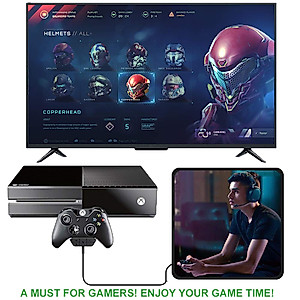 Stereo Headset Adapter for Xbox One and Xbox Series X|S and Elite Controller - Headphone Audio Converter for Voice Chat & Game Sound Mix and Mic Monitoring and Volume Control as Xbox Accessories