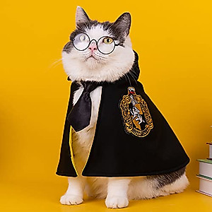 KHWABEEDA Dog Cat Costumes for Medium Pets Halloween Apparels Cosplay Costume Set Perfect for Halloween Christmas and Gifts for Cat Dog Lover (Black/Red,Small)