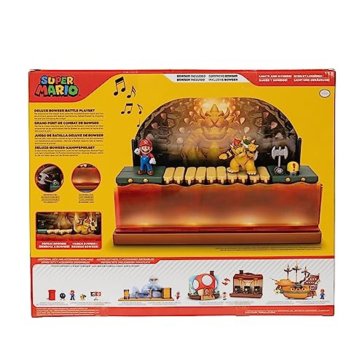 Super Mario Nintendo Deluxe Bowser Battle Playset with Lights and Sounds, 2.5 Inch Bowser Action Figure Included
