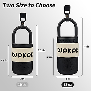 BJPKPK 13oz Insulated Tumbler With Lid And Handle Stainless Steel Travel Mug Loop Coffee Tumbler Cups,Black Leopard