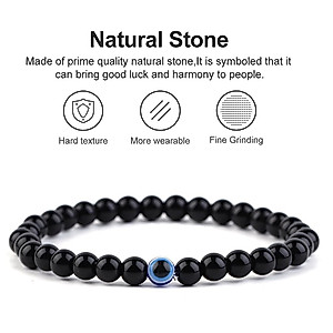Evil Eye Women Chain Men's Link Bracelets, Agate