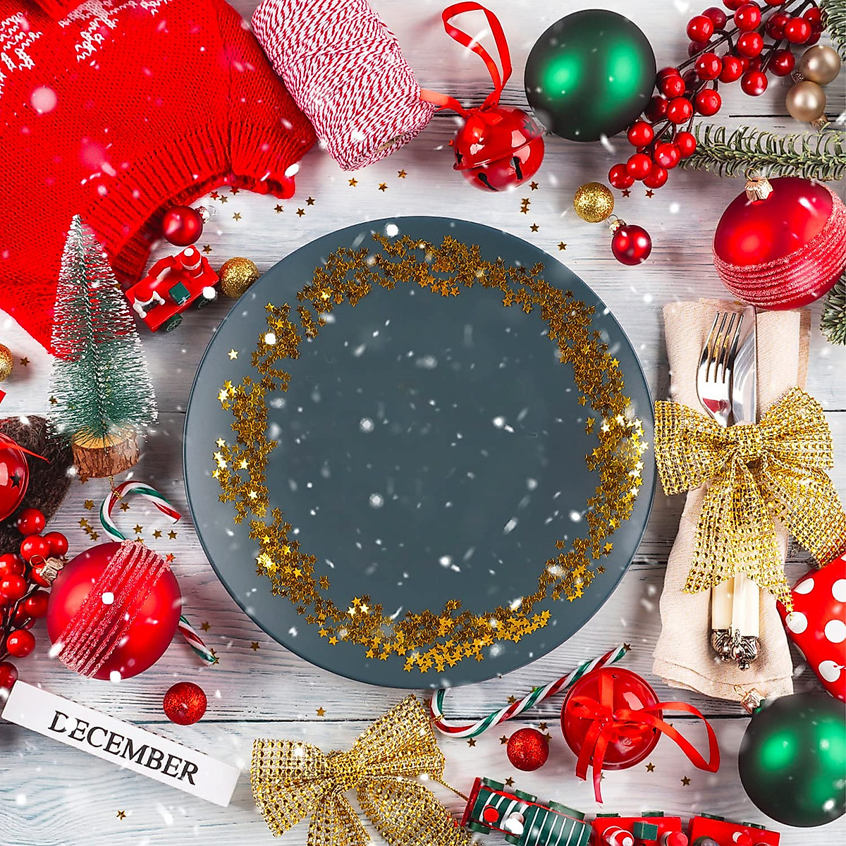 Lainrrew 100 g/ 3.53oz Star Confetti Star Table Confetti Metallic Foil Glitter Star Sequins Table Scatter Balloon Confetti for Birthday Wedding Christmas Festival Party Decorations, 0.27"