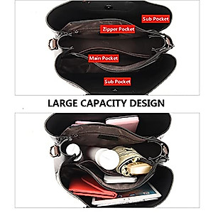 Fashion Large Leather Satchel Handbag for Women Top Handle Crossbody Bag Ladies Crocodile Shoulder Purse Tote (Black)