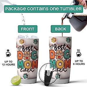 Fancyfams Best Dog Mom Tumbler, 20 oz Stainless Steel Thermal Insulated Coffee Mug, Dog Mom Gifts for Women, Cup Tumbler for Women, (20oz)