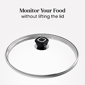 Culinr™ 9” Inch Hexagon Surface Hybrid Stainless Steel Frying Pan with Glass Lid, Oven and Dishwasher Safe, Non-Toxic PFOA Free, Compatible with All Stovetops