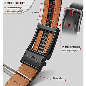 BULLIANT Men's Belt,Brand Ratchet Belt Of Genuine Leather For Gift Men Dress,Size Customized(Black,36"-42" Waist Adjustable)