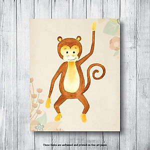 Safari Nursery Decor Jungle Baby Animals Prints for Nursery Decor Art - Large Giant Collection - 6 UN-Framed Neutral Kids Stuff Animal Theme Wall Prints. Elephant Giraffes boy Lion Buddies (5x7)