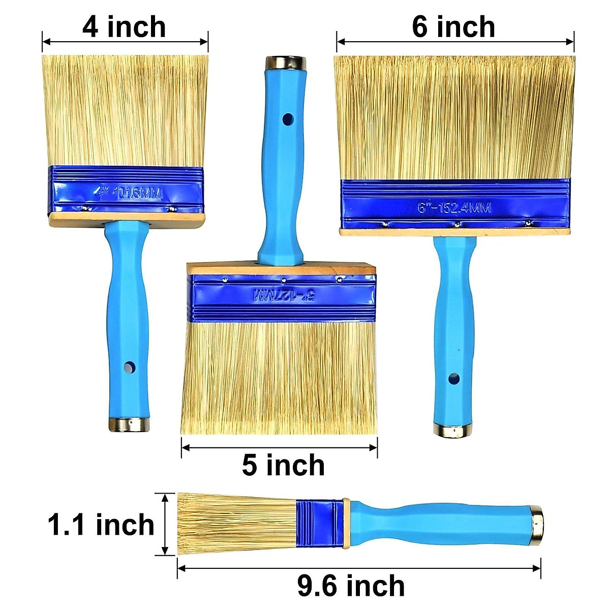 Kingorigin Deck Paint Brush, 3 Pack Thick Paint Brushes (4", 5", 6") for Faster Coverage, Compatible with Most Extension Poles, Stain Brushes for Wood, Deck, Walls, Fence and House