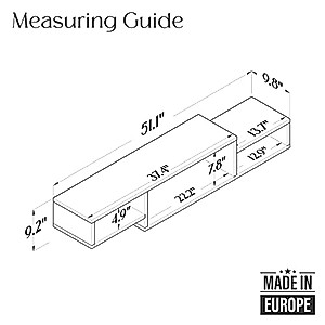 LAWA FURNITURE Modern Floating TV Stand, Shelf for Under Wall Mounted TV with Storage, 51.1 in Width