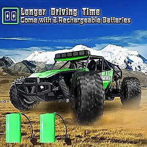 RACENT Remote Control Car, 2.4Ghz High Speed 20KPH RC Cars for Boys, 1:16 Scale All Terrain Monster Truck Off Road RC Truck Electric Toys with Headlight and Rechargeable Batteries for Kids & Adults