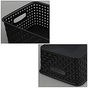 Yarebest 6-Pack Black Plastic Weave Basket, Small Cupboard Basket