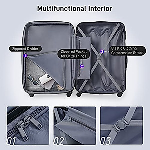 Merax Luggage Sets of 2 Piece Carry on Suitcase Airline Approved,20/28 IN Hard Case Expandable Spinner Wheels (Purple)