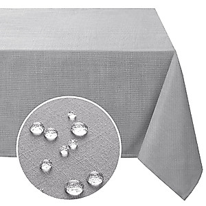 FantasDecor Square Tablecloth Linen Table Clothes for Square Tables 54 Inch Wrinkle Resistant and Waterproof Washable Linen Fabric Table Cover for Dining Room and Outdoor Use, Grey, 54 x 54 Inch