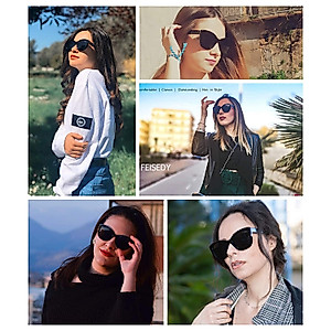 FEISEDY Polarized Vintage Sunglasses American Womens Square Jackie O Cat Eye Sunglasses B2451