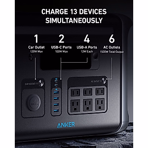 Anker SOLIX F1200 Portable Power Station, Powerhouse 757, 1229Wh Solar Generator, with 100W Solar Panel, LiFePO4, 6 * 110V/1500W AC Outlets, 2 USB-C Ports 100W Max, LED Light for Outdoor Camping