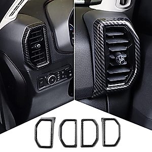 HTHE for Ford Bronco Sports 2021 2022 + Air Condition Vent Decoration Cover for Ford Bronco Sports 2021+(4Pcs,ABS,Carbon Fiber Black)