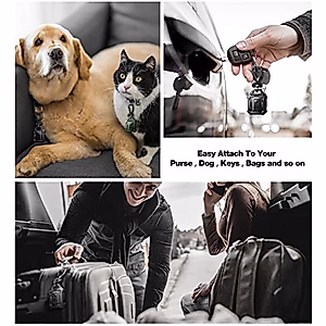 Dexnor Full-Body Shockproof Case for AirTag, Anti-Lost Protective Cover Airtag Holder Keychain with Key Ring & Carabiner for Keys, Luggage, Dog Cat Collar, Protector for Apple Air Tag (Black)