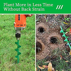 Auger Drill Bit for Planting 3PCS, Garden Bulb Drill Bit Auger for 3/8" Hex Drive Drill,Garden Spiral Hole Drill Planter for Ground Beach Post Hole Digger Bedding Digging Planter Green (Sets of 3)