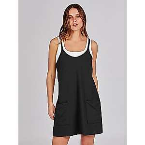 ANRABESS Women Summer Tennis Workout Dress Build in Bodysuit Exercise Golf Athletic Dresses 2023 Fashion Clothes Mini Active Dress 1125heise-XL Black