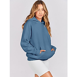 ANRABESS Women Hoodies Oversized Fleece Long Sleeve Comfy Casual Basic Pullover Sweatshirts 2025 Fall Outfits Sweater Deep Blue X-Large