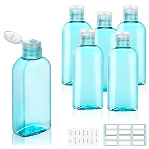 Kitchen GIMS Plastic Travel Bottles with Flip Cap 6 Pack 3.4oz/100ml Travel Shampoo Bottles Travel Size Containers for Shampoo, Conditioner & Lotion with Lables
