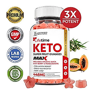 Justified Laboratories (2 Pack) Lifetime Keto Max Gummies 448MG Contains Organic Bamboo Acai Berry with Pomegranate Juice 120 Gummys