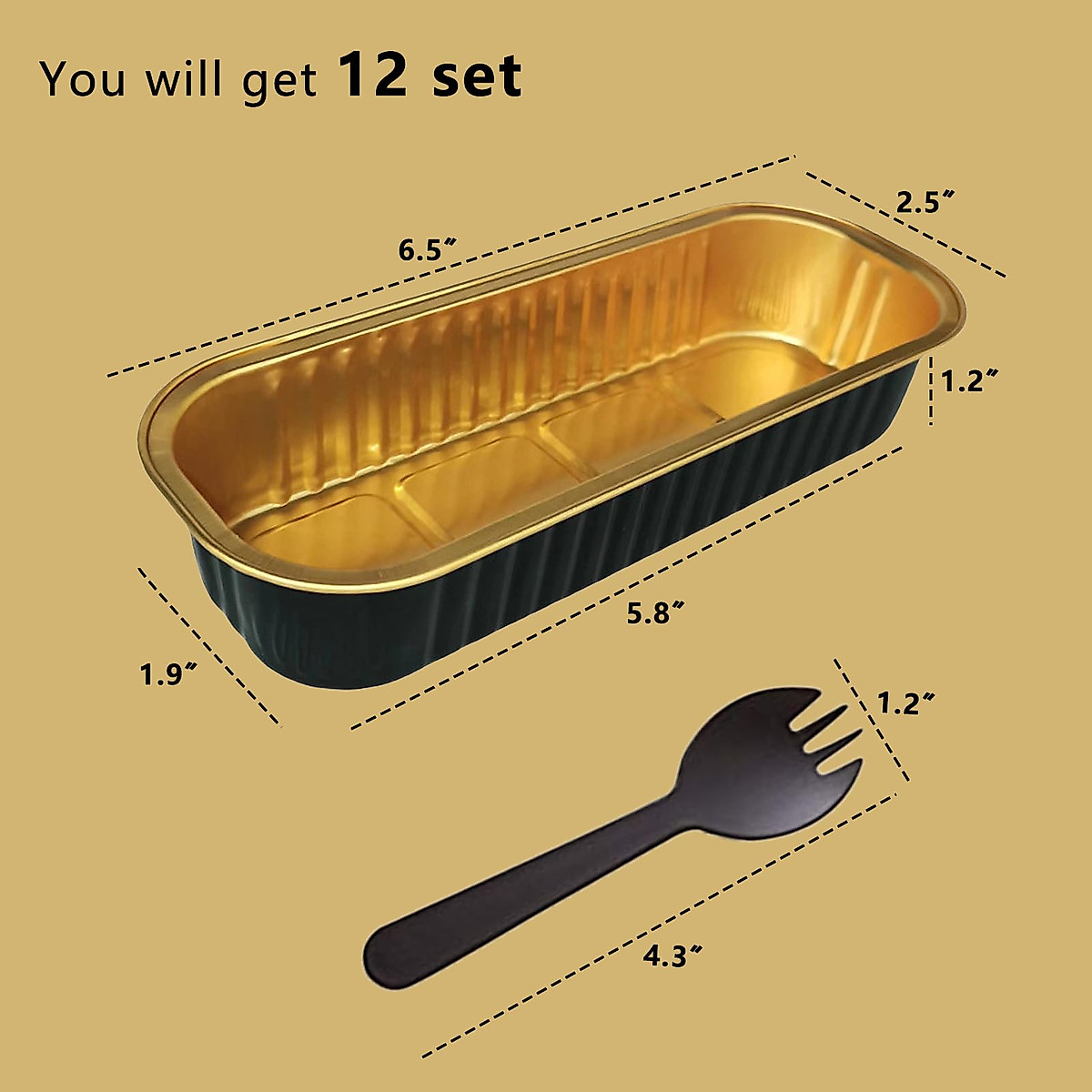 MJPCUAU 12Pack Mini Loaf Pans with Lids and Spoons, 6.8oz Disposable Rectangle Aluminum Foil Oven Cake Container, Baking Bread Muffin Dessert Tins for Family Gatherings and Picnics