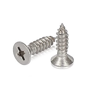 Hession Wood Screws Stainless Steel 304 Flat Head Phillips Drive Self Tapping Screw for Sheet Metal Thread Sharp Point 20pcs Pack (#8 x 5/8 inch)