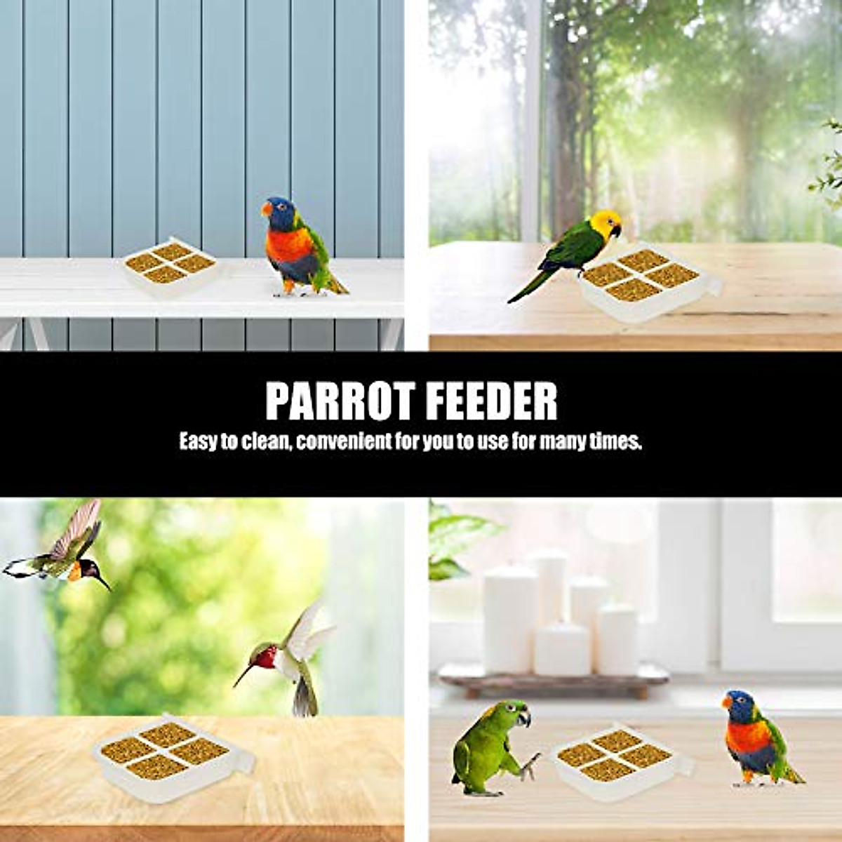 balacoo 4pcs Plastic Birdcage Bird Feeder Food Dish Cage Parakeet Food Bowl Parrot Feeders Water Bowls Cockatiel Drinking Bowls for Parrot Parakeet Cockatiel Bird