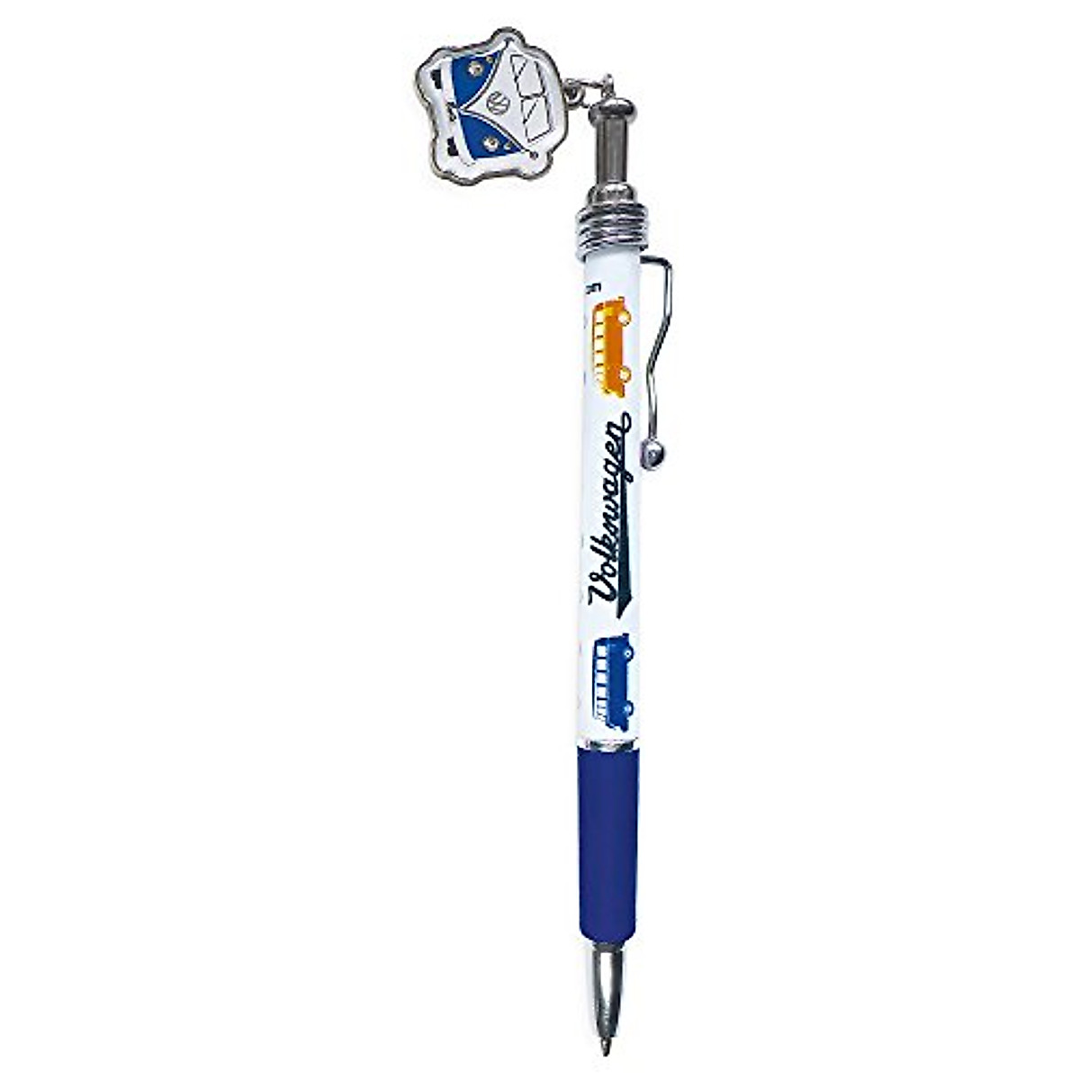 BRISA VW Collection - Volkswagen Samba Bus T1 Camper Van Pen, Ballpoint Pen with Charm (White)