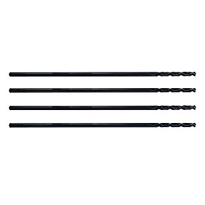 MAXTOOL 1/8"x12" 4pcs Identical Aircraft Extension Drills HSS M2 Extra Long Deep Twist Drill Bits Straight Shank Fully Ground Black; ACF02B12R08P4