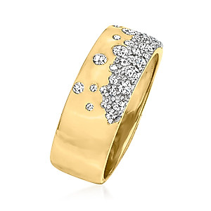 Ross-Simons 0.50 ct. t.w. Scattered-Diamond Ring in 18kt Gold Over Sterling. Size 7