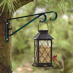 Sanduby Plant Hangers Outdoor 2 Pack 15.5 Inch Metal Plant Hooks for Wall, Decorative Straight Hanging Plant Bracket for Bird Feeders, Planters, Lanterns, Wind Chimes, Blackish Green