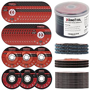 KingTool 31pcs Grinding & Cutting Wheels 4 1/2 inch Grinder Disc Set - 25pcs Cutting Wheel, 3pcs 4 1/2 Grinding Wheels, 3pcs Flap Discs with 7/8" Arbor for Angle Grinder Steel and Stainless
