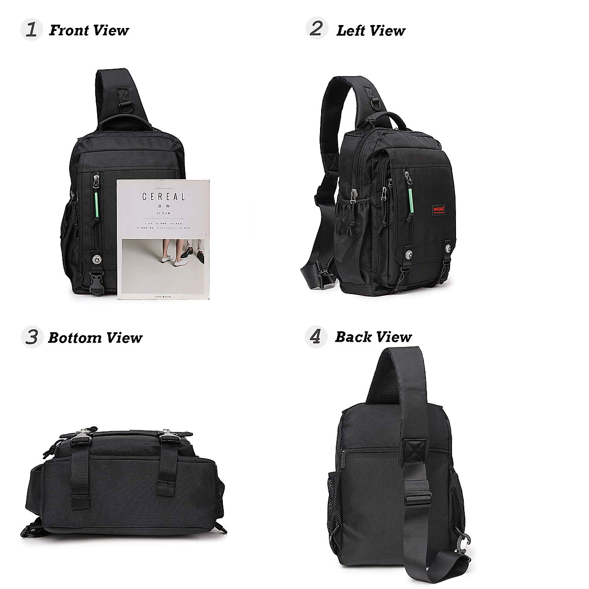 NICGID Sling Bags Chest Shoulder Backpacks, 13.3'' Laptop Backpack Crossbody Messenger Bag Travel Outdoor Men Women