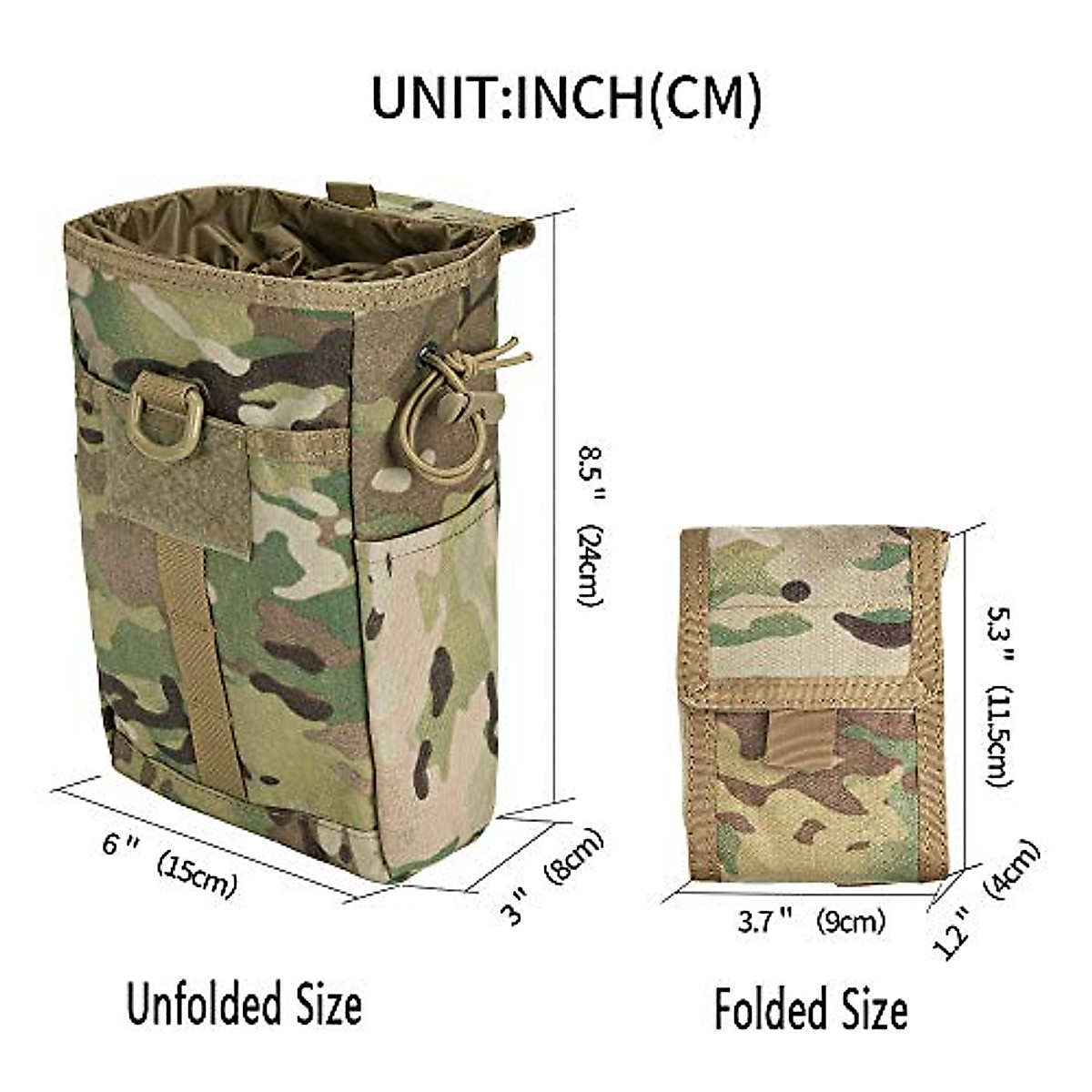 EXCELLENT ELITE SPANKER Molle Dump Pouch Drawstring Magazine Utility Pouch Folding Dump Pouch Waist Bag(Multicam)