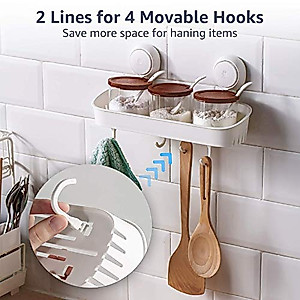 TAILI Bathroom & Kitchen Suction Cup Storage Basket Set Pack of 2 Wall Mounted Organizer for Shampoo, Spice Jar, Kitchenware, Shower Caddy Drill-Free with Vacuum Suction Cup for Kitchen & Bathroom