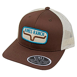 Kimes Ranch Unisex Rolling Trucker 6-Panel Mesh Back Adjustable Snapback Hat/Brown