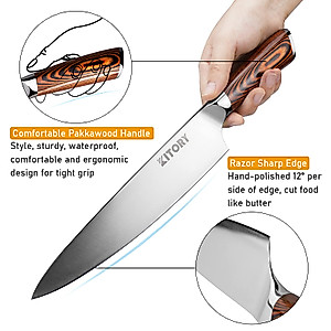 Kitory Chef Knife 8 Inch, Sharp Kitchen Knife German High Carbon Stainless Steel French Knife, 2023 Gifts For Women and Men