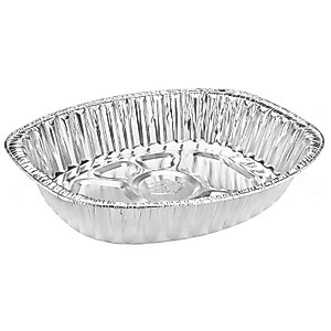 Nicole Fantini Extra Large Heavyduty Disposable Durable Turkey Roaster Aluminum Pans, Oval Shape for Chicken, Meat, Brisket, Roasting, Baking, Recyclable ALONG WITH ONE FREE 3PCS BASTING SET: 2 Pans