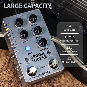 MOOER Groove Looper Pedal Drum Machine Stereo Guitar Loop Recorder Pedals with 140 Minutes Loops 121 Drum Grooves Editor Software (X2)