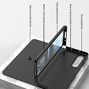Breclar for Samsung Galaxy Z Fold 4 Case with S-Pen Pocket Luxury Flip Plating Glass Crystal Hybrid Leather All-Inclusive Cover, with S Pen Holder for Samsung Z Fold 4 5G 2022 (Lion)
